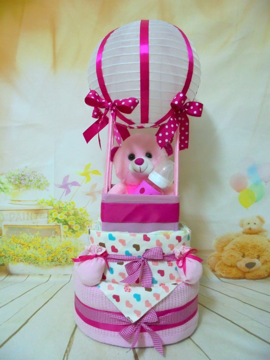 Μωρότουρτα Αερόστατο Pink | Diapercakes